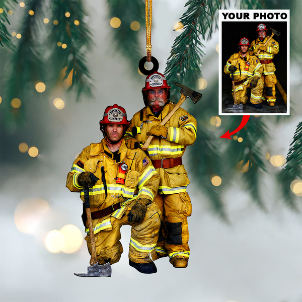 Personalized Firefighter Photo Christmas Ornament - timift